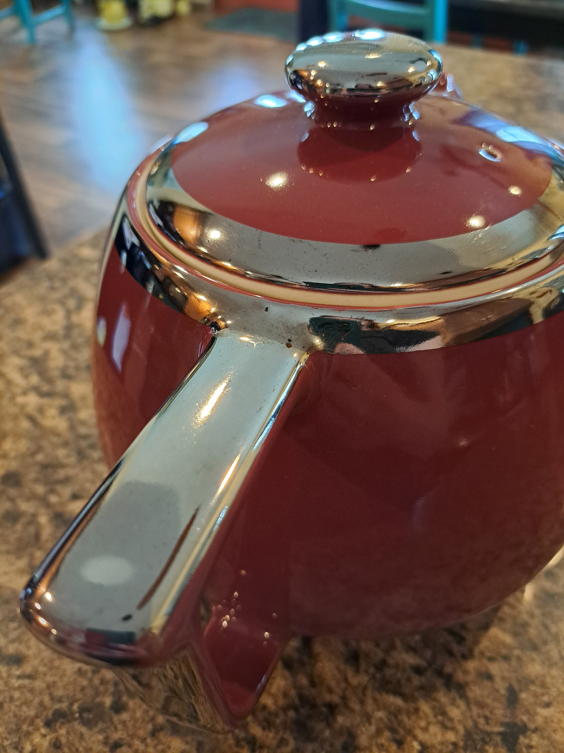 Teapot Hall Ceramic Tea Pot Burgundy and Gold Hall Tea Pot - Etsy