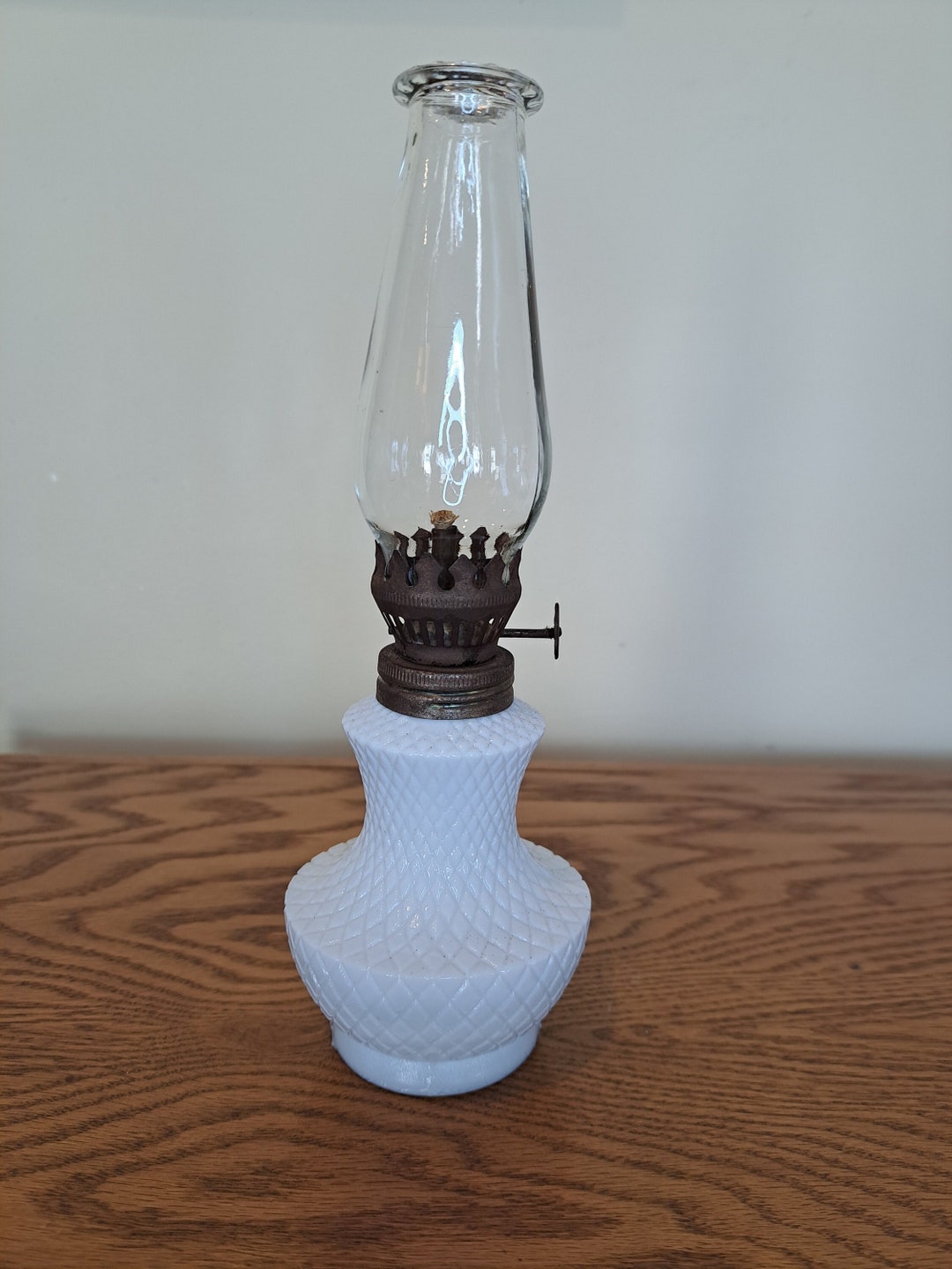 Milk Glass Mini Oil Lamp, Milk Glass Mini Oil Lamp, Miniature White ...