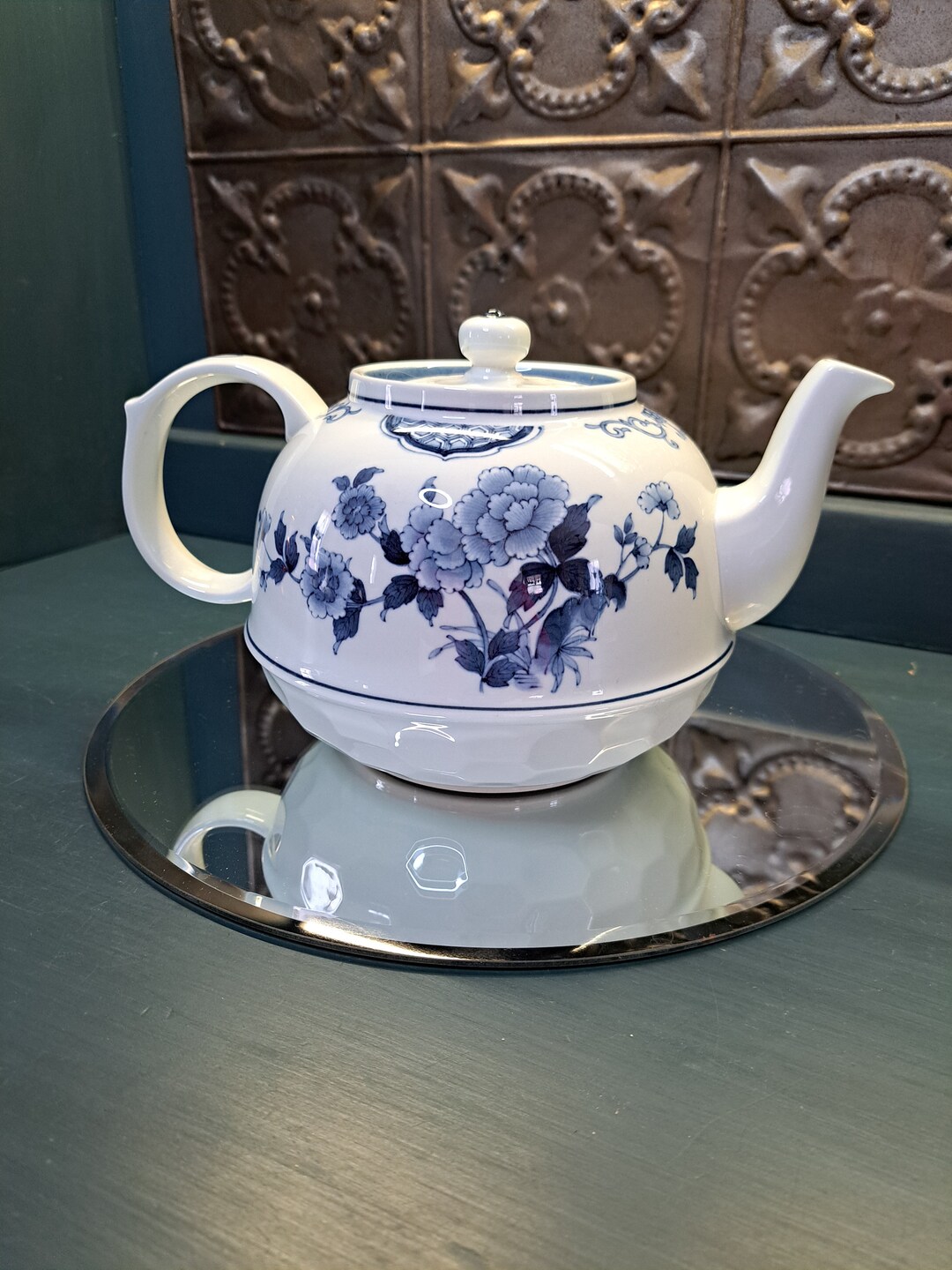 Teapot, Noritake SOMETSUKE Ming Tree 5-cup Teapot Versatone Orient Blue ...