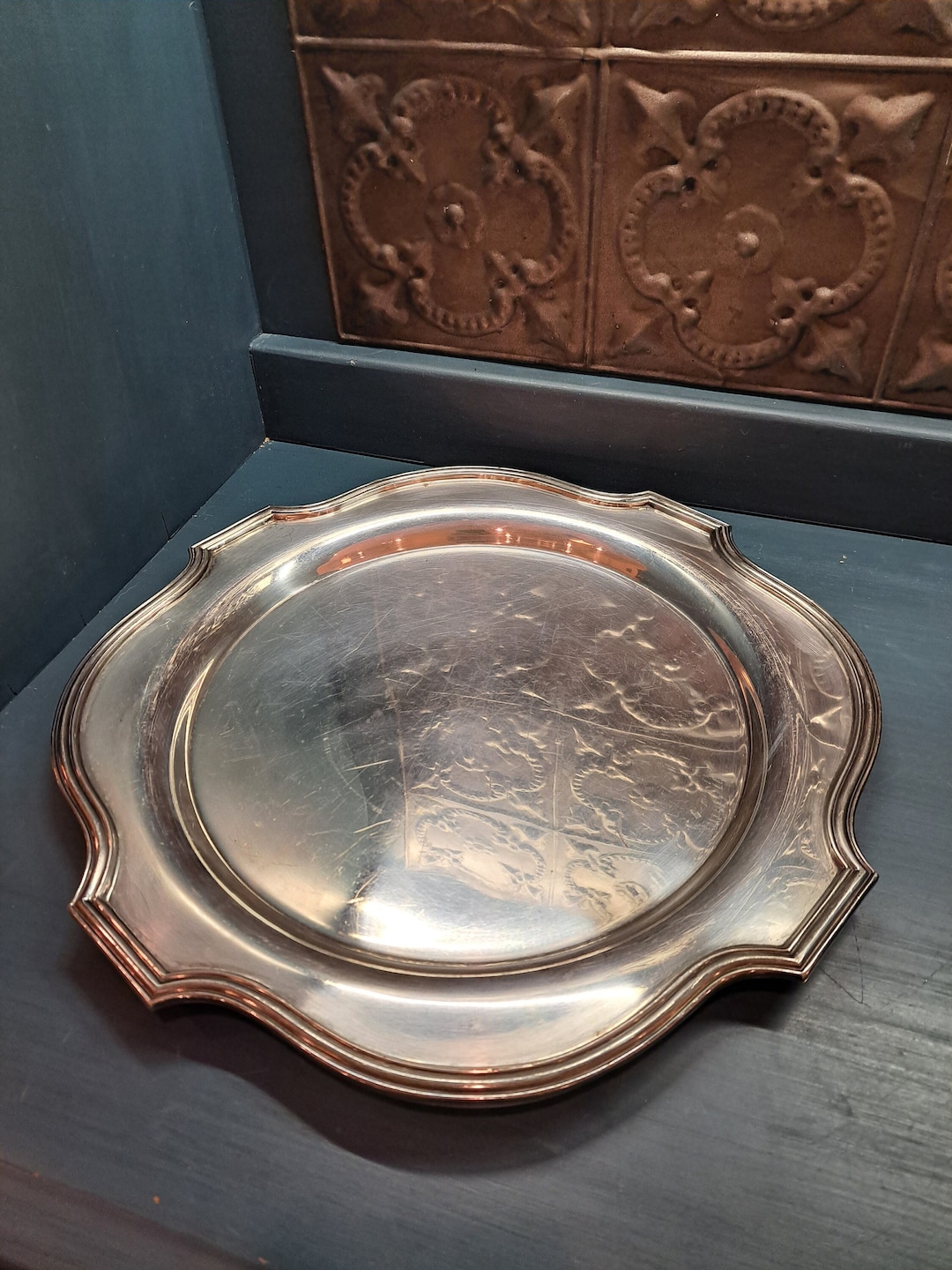 Silver Serving Tray, Silver Plate, Antique LBS Silver Plated Serving Tray #575, Decorative ...