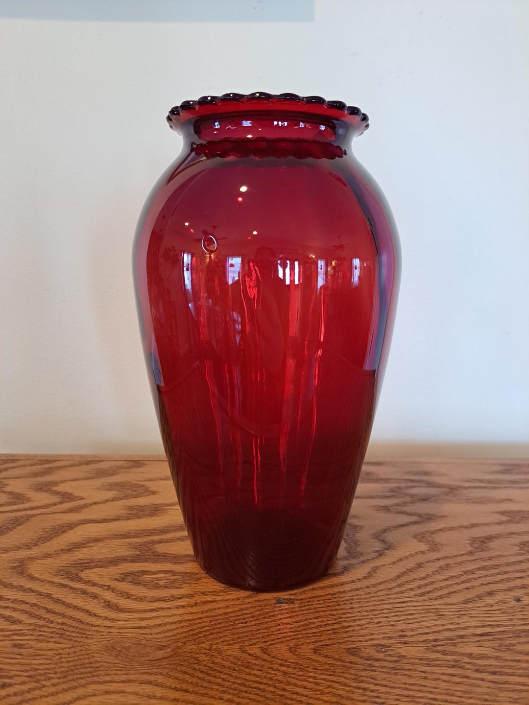 Vase, Red Vase, Red ANCHOR HOCKING Glass Vase, Antique Dark Red Flower ...