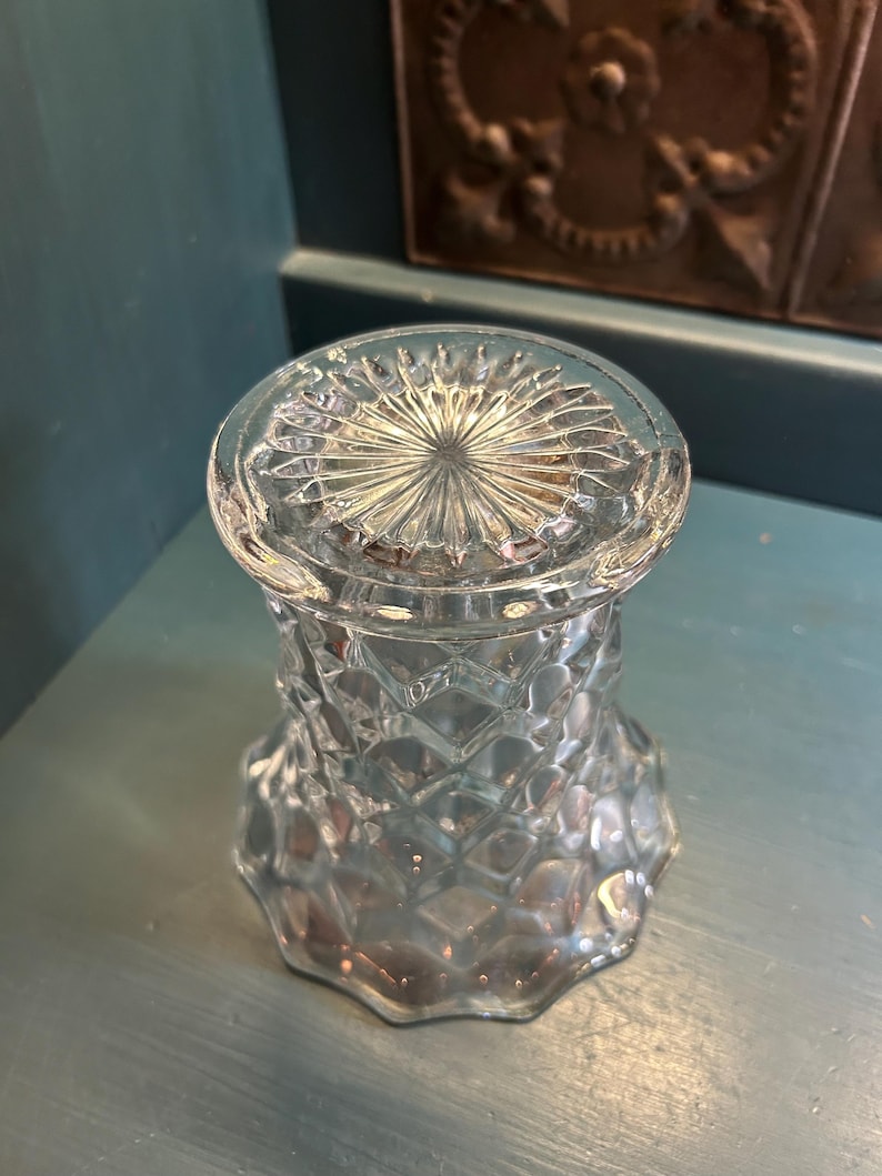Fostoria Vase / Utensil Holder , Vintage Fostoria American Cube Flower ...