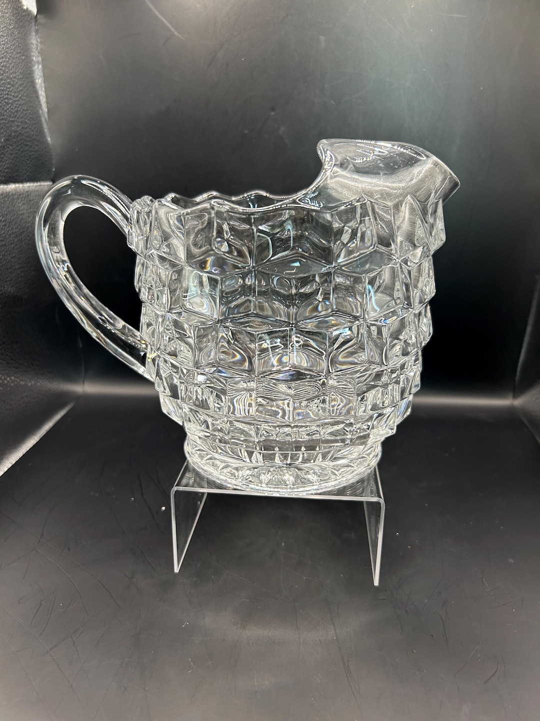 Pitcher, Vintage Fostoria American Torte Cube Beverage Pitcher, Crystal ...