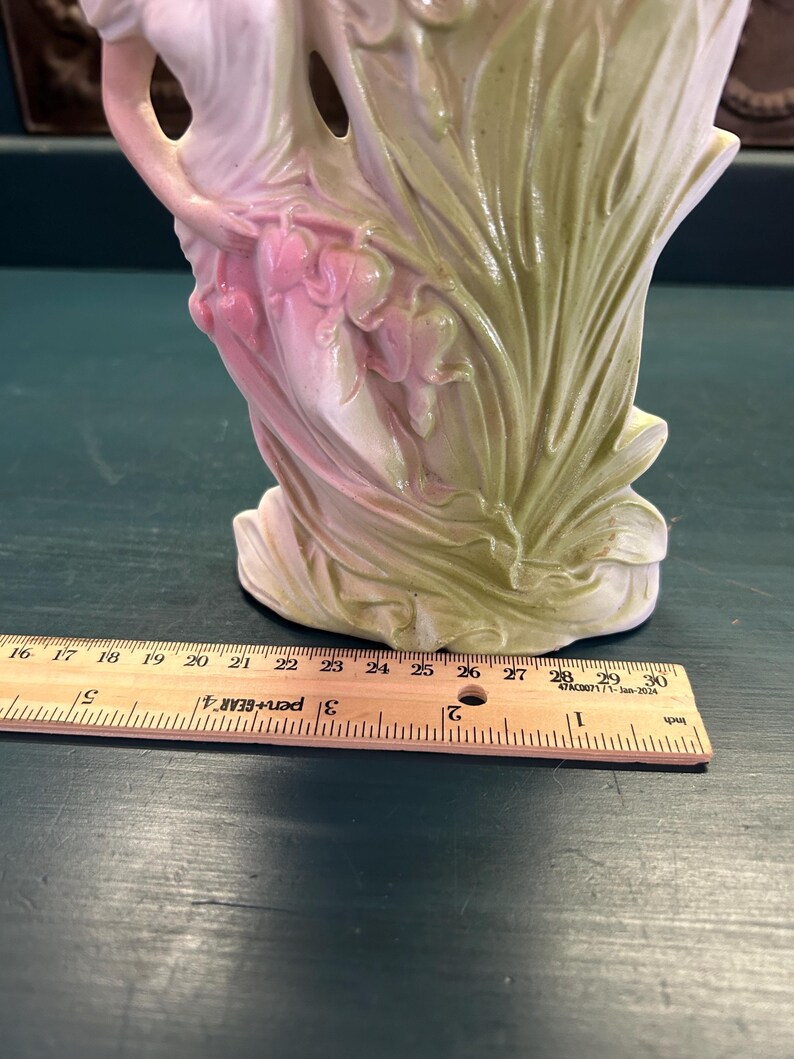 Gebruder Heubach Art Nouveau Vase: Bisque Porcelain Woman With Flowers ...