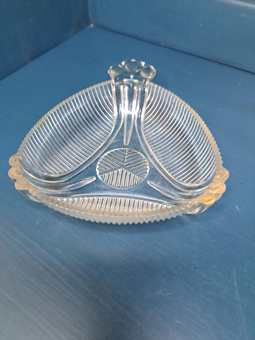 Art Deco Bowl, Vintage Art Deco Hazel Atlas Clear Ribbed Glass Triangle ...