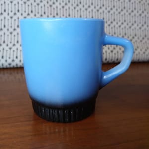 Fire King Blue and Black and Green and Black Coffee Mugs Pair - Etsy