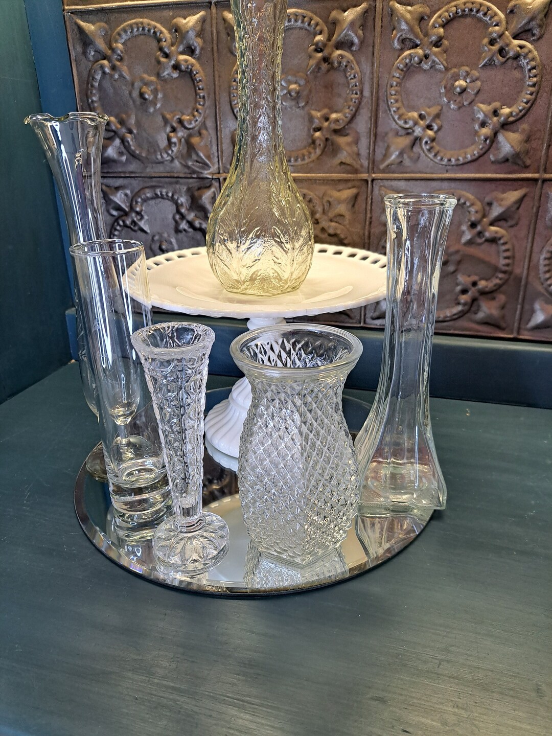 Vase, CHOICE, Cut Glass Flower Bud Vase, Small Glass Pedestal Vase ...