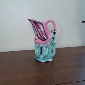 Flamingo Pitcher, Mid Century Modern Flamingo Vase, Porcelain Flamingo ...