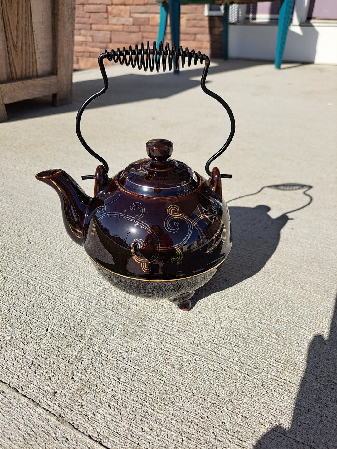 Teapot, Vintage Fred Roberts Company Brown and Gold Teapot, Beautiful ...