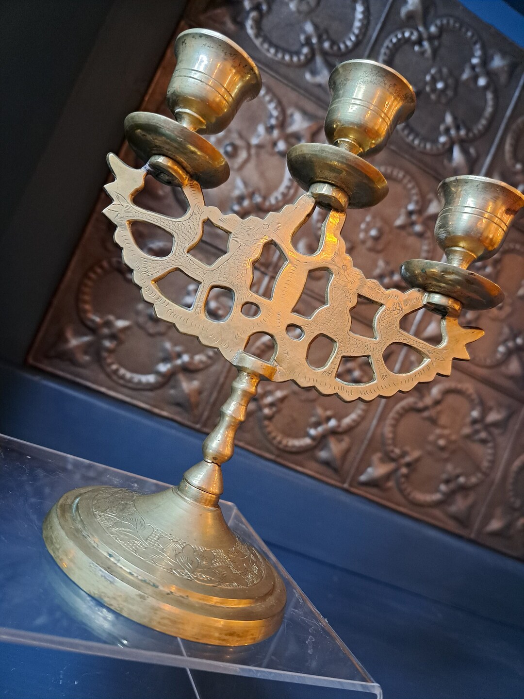 Brass Candelabra, Dragon Brass Candle Holders, 3 Candle Brass ...