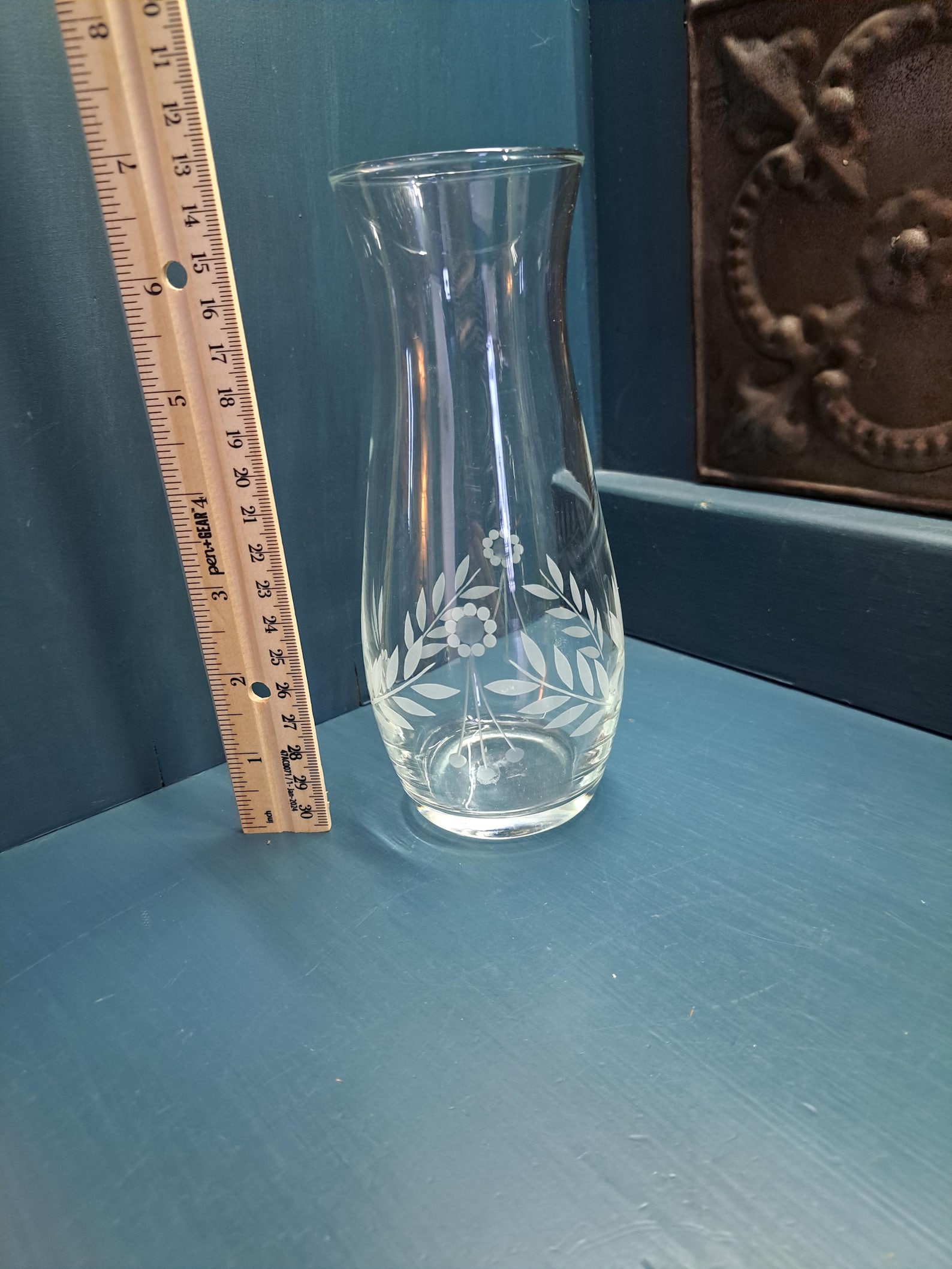 Vase, CHOICE, Etched Footed Glass, Pedestal Vase, Floral Vase, Vintage ...