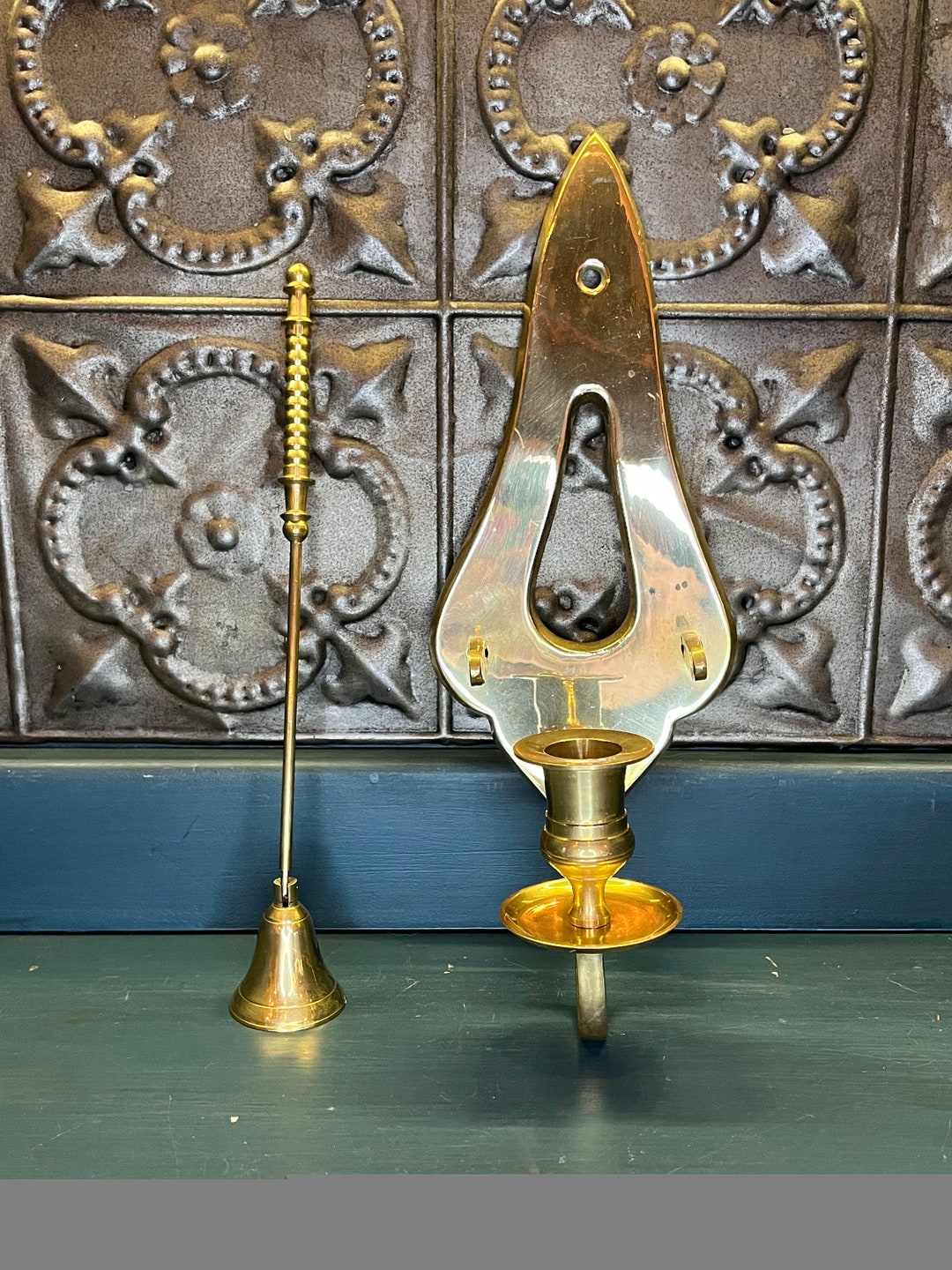 Brass Snuffer, Brass Candle Holder Wall Mount, Swinging Cone Flame ...