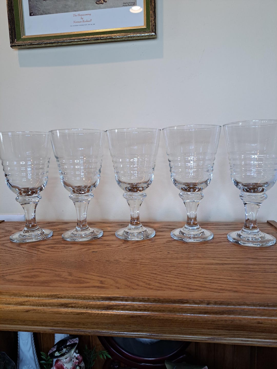 Drinking Glasses, Vintage Libbey, Set of 5 Vintage Libbey Ribbed Water ...