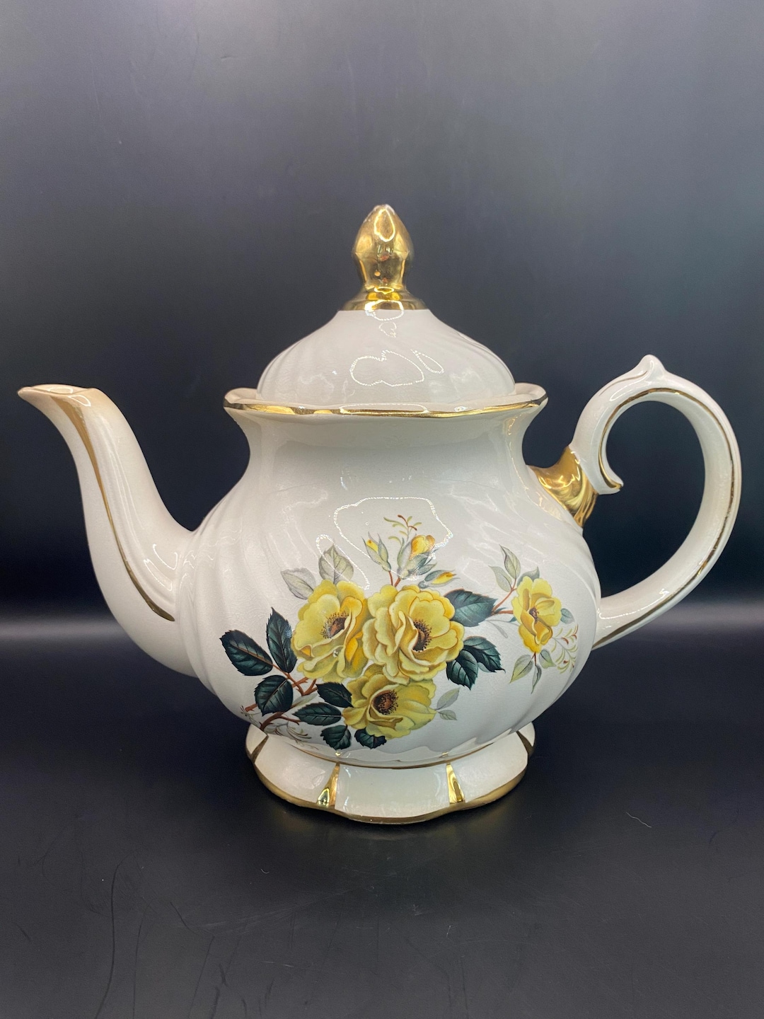 Teapot, Gibsons Staffordshire England Tea Pot, Yellow Roses, Floral ...