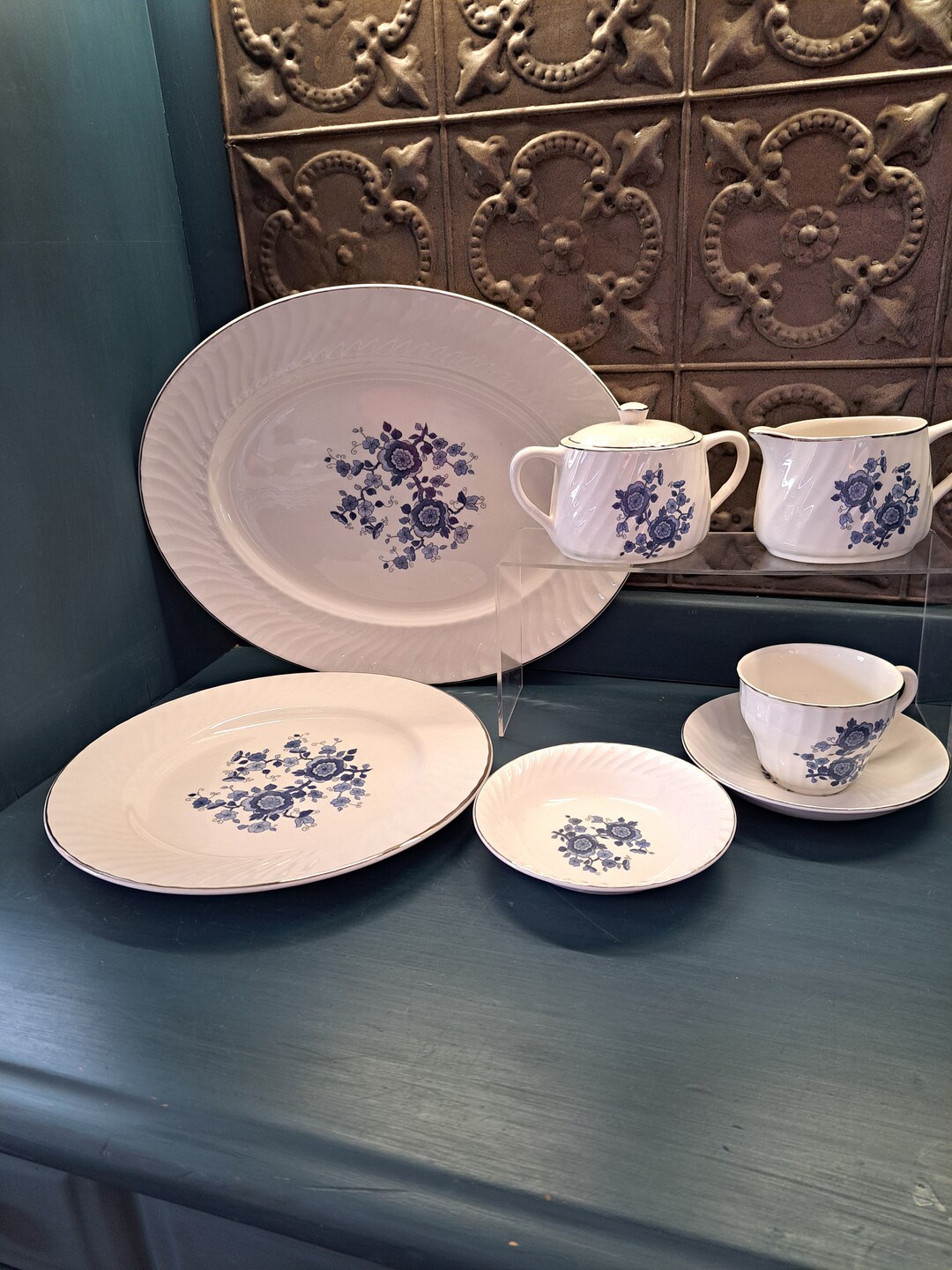 Ironstone, Royal Blue Ironstone, Enoch, CHOICE: Plate, Platter, Berry ...