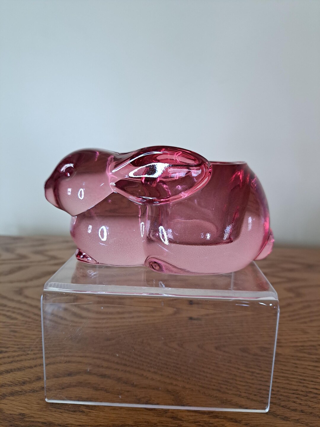 Bunny Rabbit Candle Holder, Vintage Pink Indiana Glass Bunny Tea Light ...