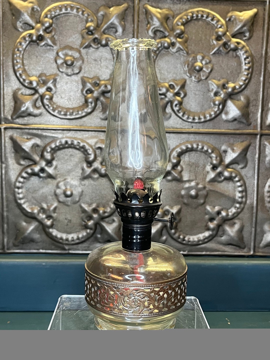 Oil Lamp, Miniature Oil Lamp Hurricane Lamp, Silver Oil Lamp, Collector ...