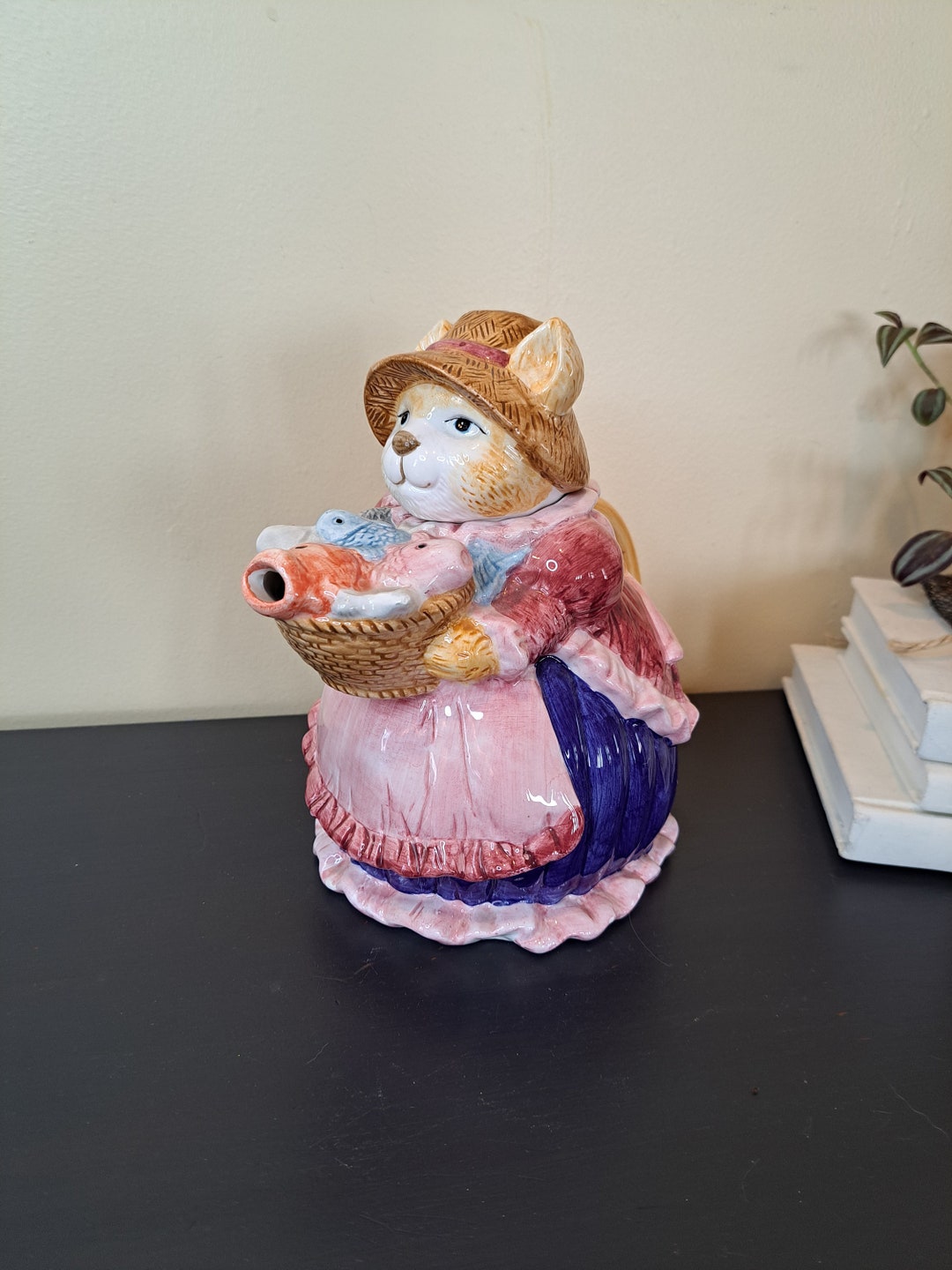 Cat Teapot, Cat Tea Pot, Vintage World Bazaar Cat Bonnet Kitty Fish ...