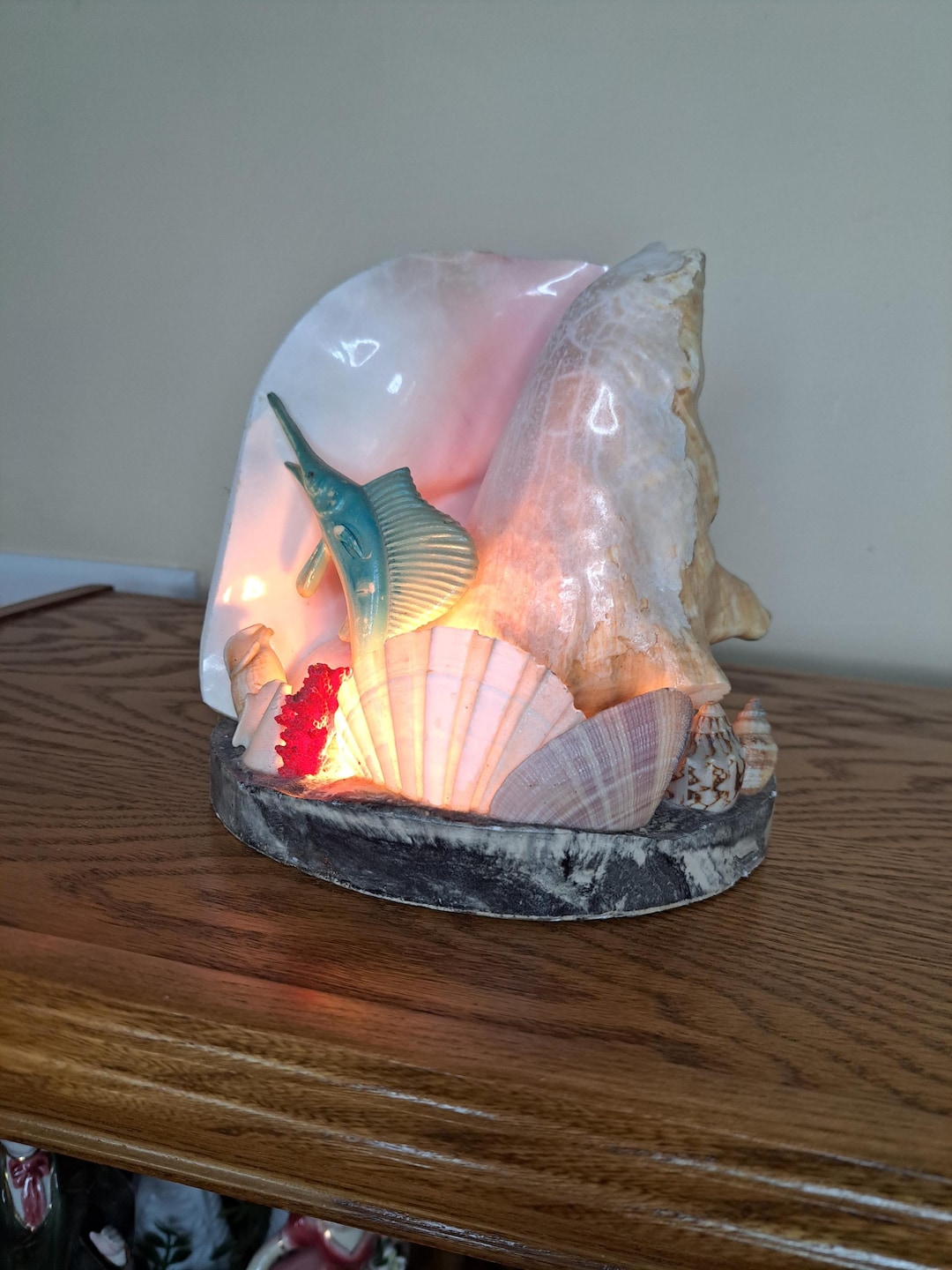 Shell Lamp, Mid Century Modern Conch Lamp, MCM TV Lamp, Pink Shell ...