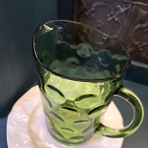 Pitcher, Vintage Avocado Green Polka Dot Glass Pitcher "eldorado" Hazel ...