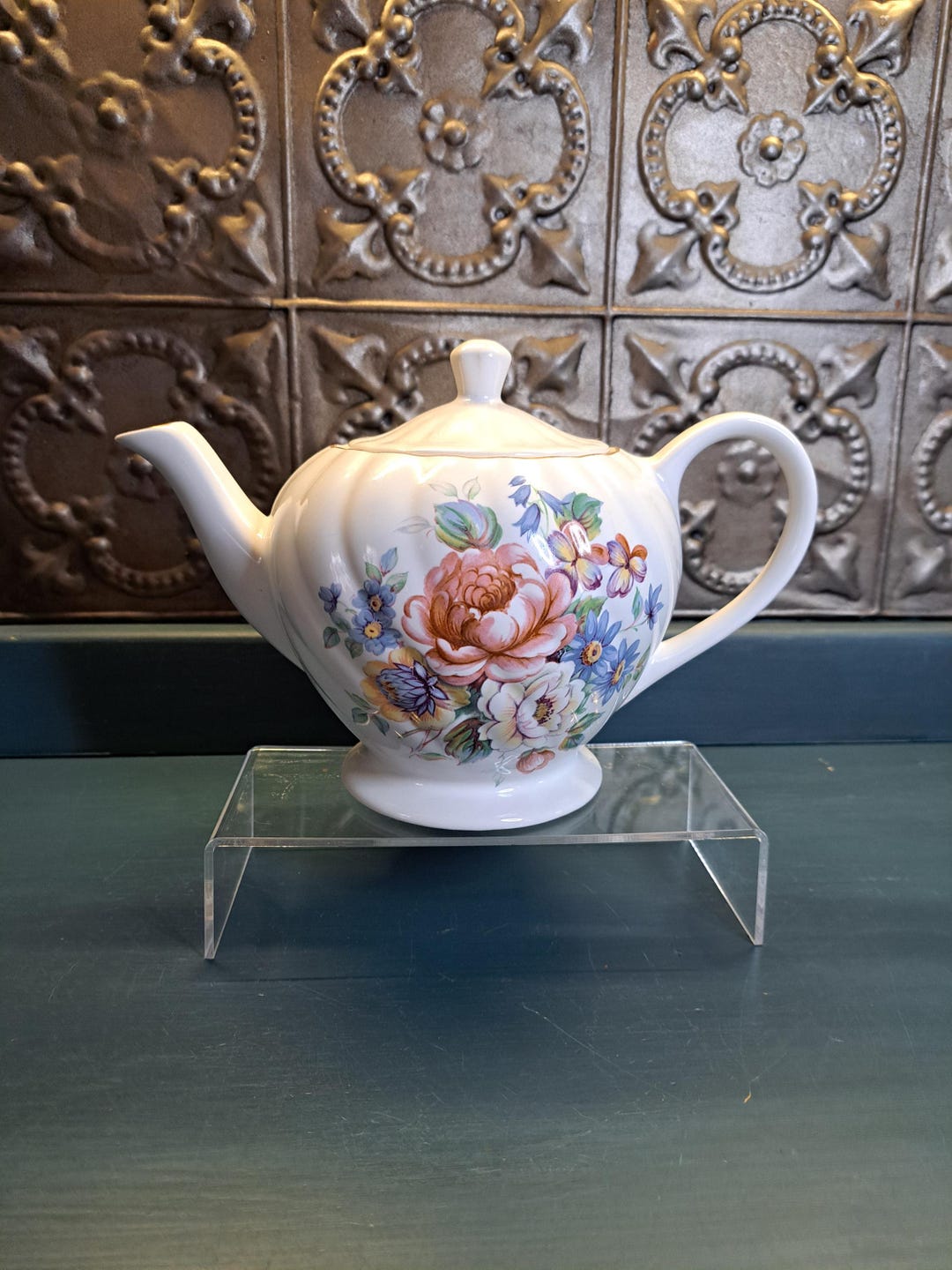 Teapot, Vintage Country Royal Oak Coffee Pot With Lid 6 1/2" Floral Tea ...