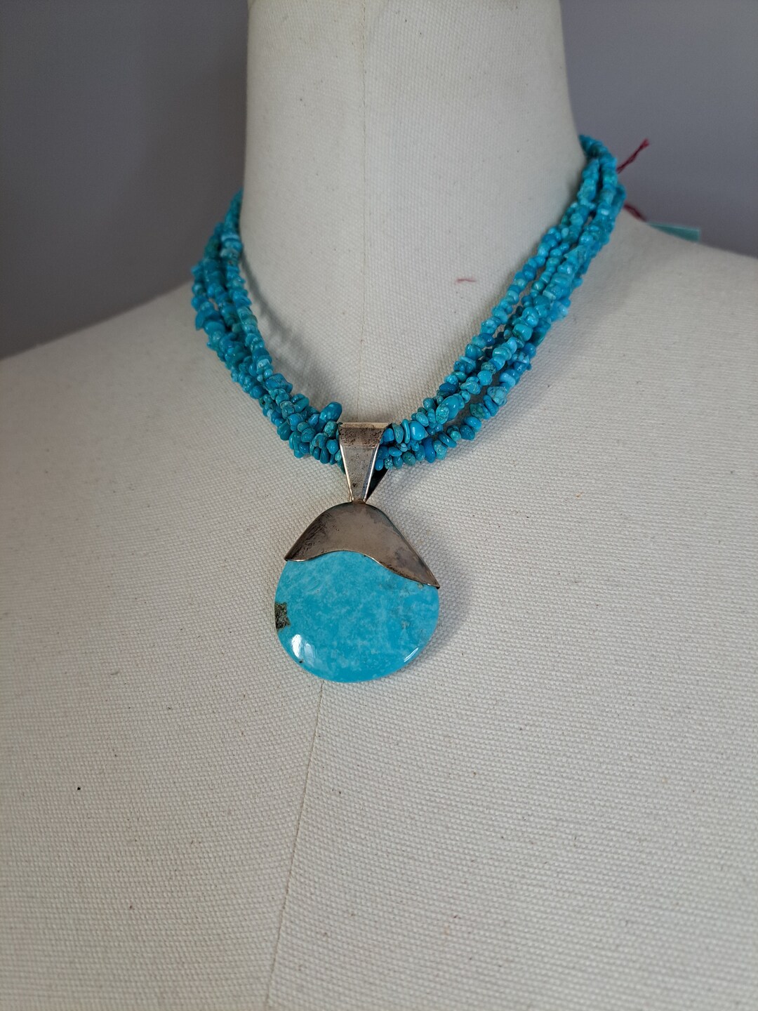 Necklace, Turquoise Stone Necklace, Elegant Vintage Turquoise Chip ...