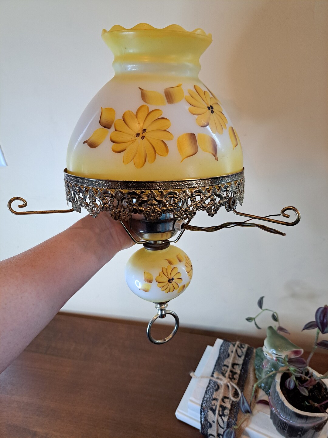 Lamp, Hanging Vintage Floral Hurricane Ceiling Lamp, PROJECT PIECE ...