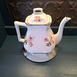 Teapot, Cottage Core Rose Ceramic Teapot, Vintage Teapot, Tea Party Red ...