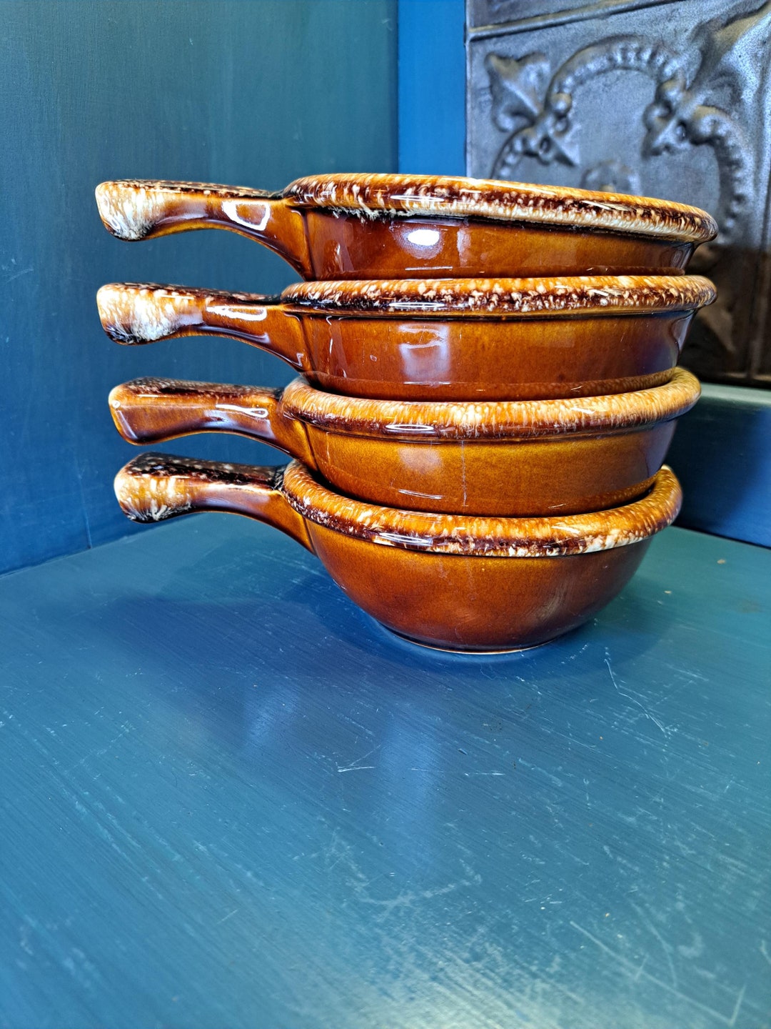 Hull Soup Bowls, Crooksville, Ohio Stamp Handle Bowl Soup Dripware ...