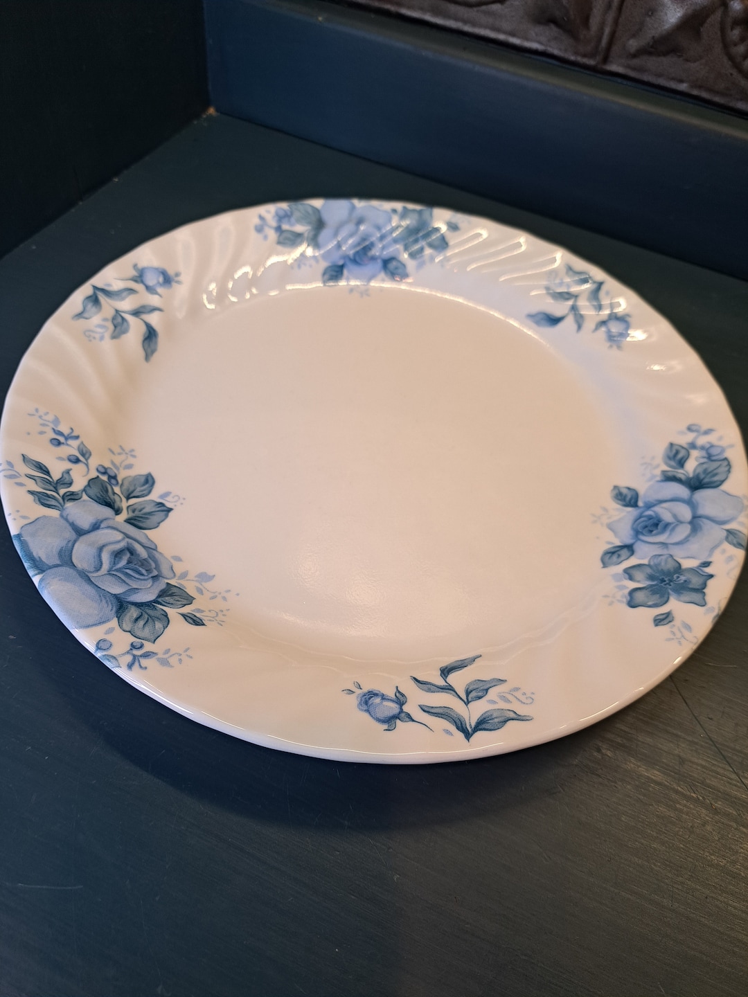 Corelle, Blue Velvet Rose 10-inch Dinner Plate, Corning Blue Velvet ...