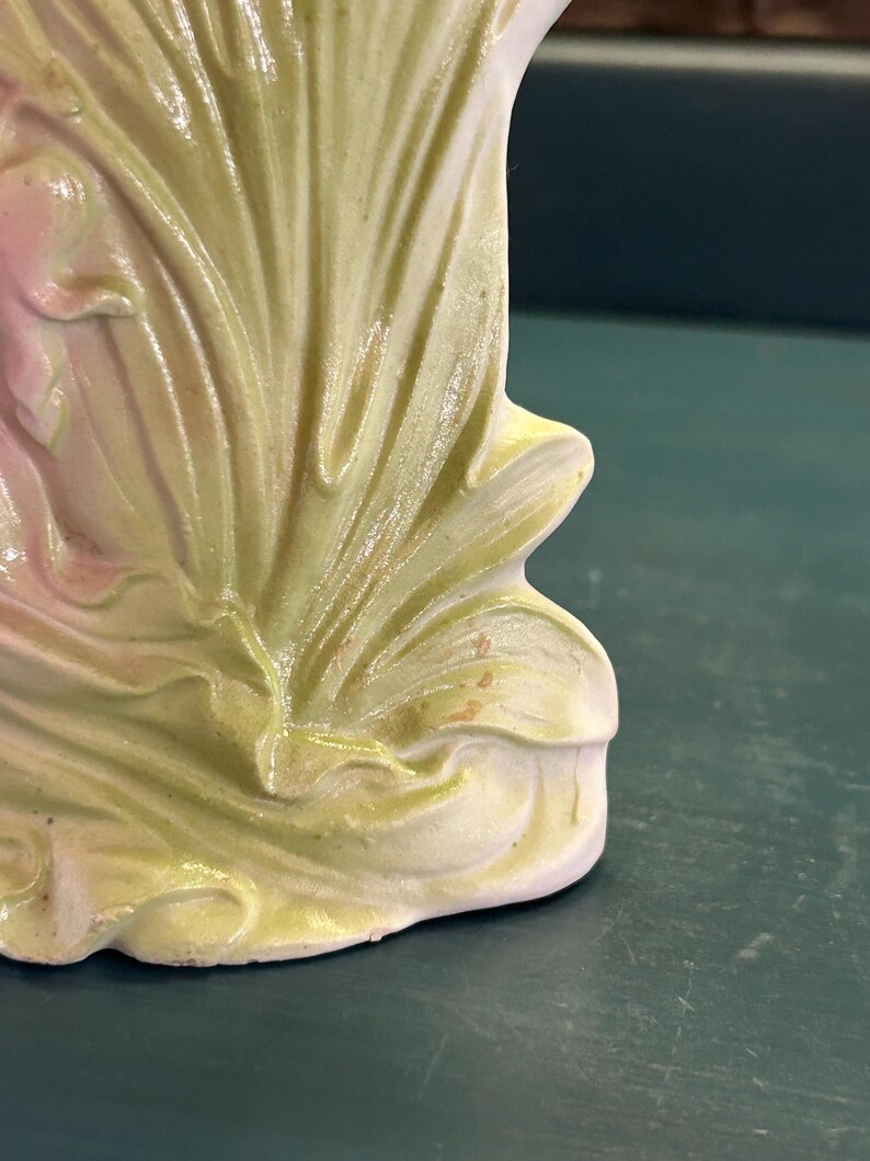 Gebruder Heubach Art Nouveau Vase: Bisque Porcelain Woman With Flowers ...