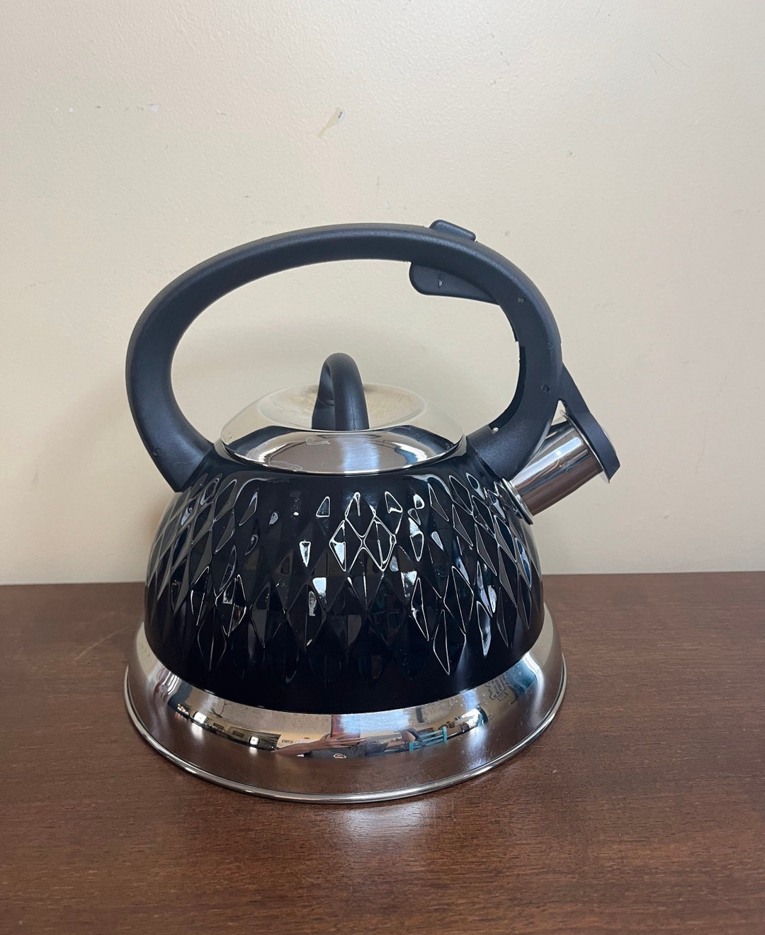 Tea Kettle, Vintage Black Quilted Stainless Steel Tea Pot, Creative ...