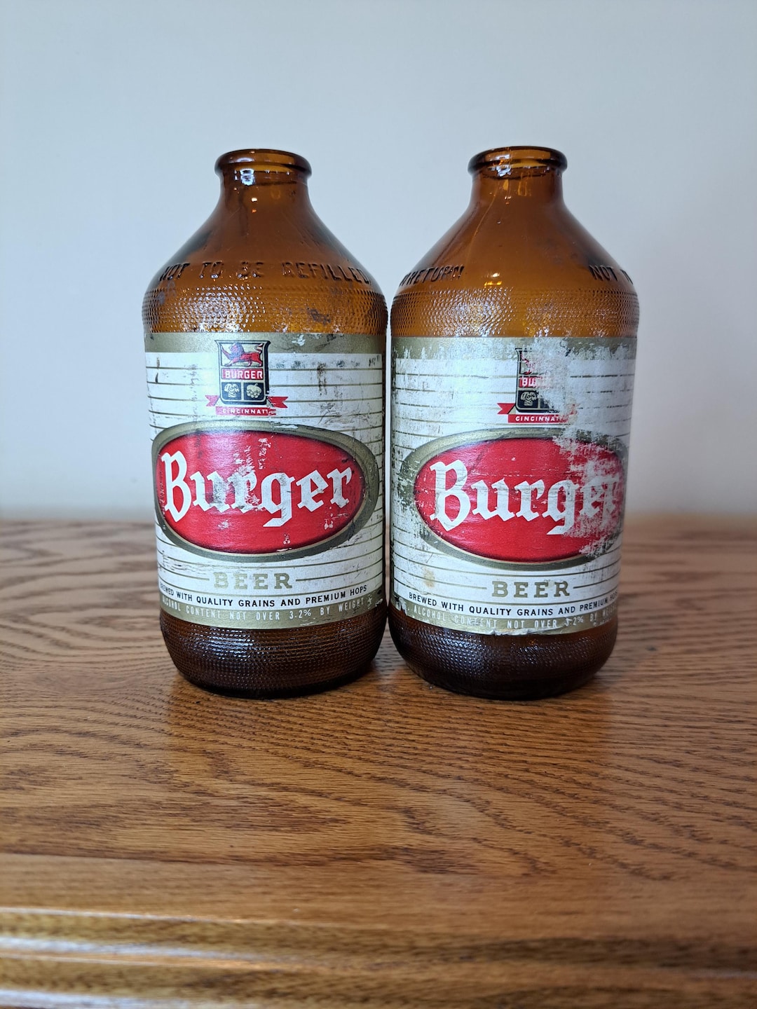 Burger Beer Bottle, 1960s Burger Beer 12oz Handy glass Can Bottle Akron ...