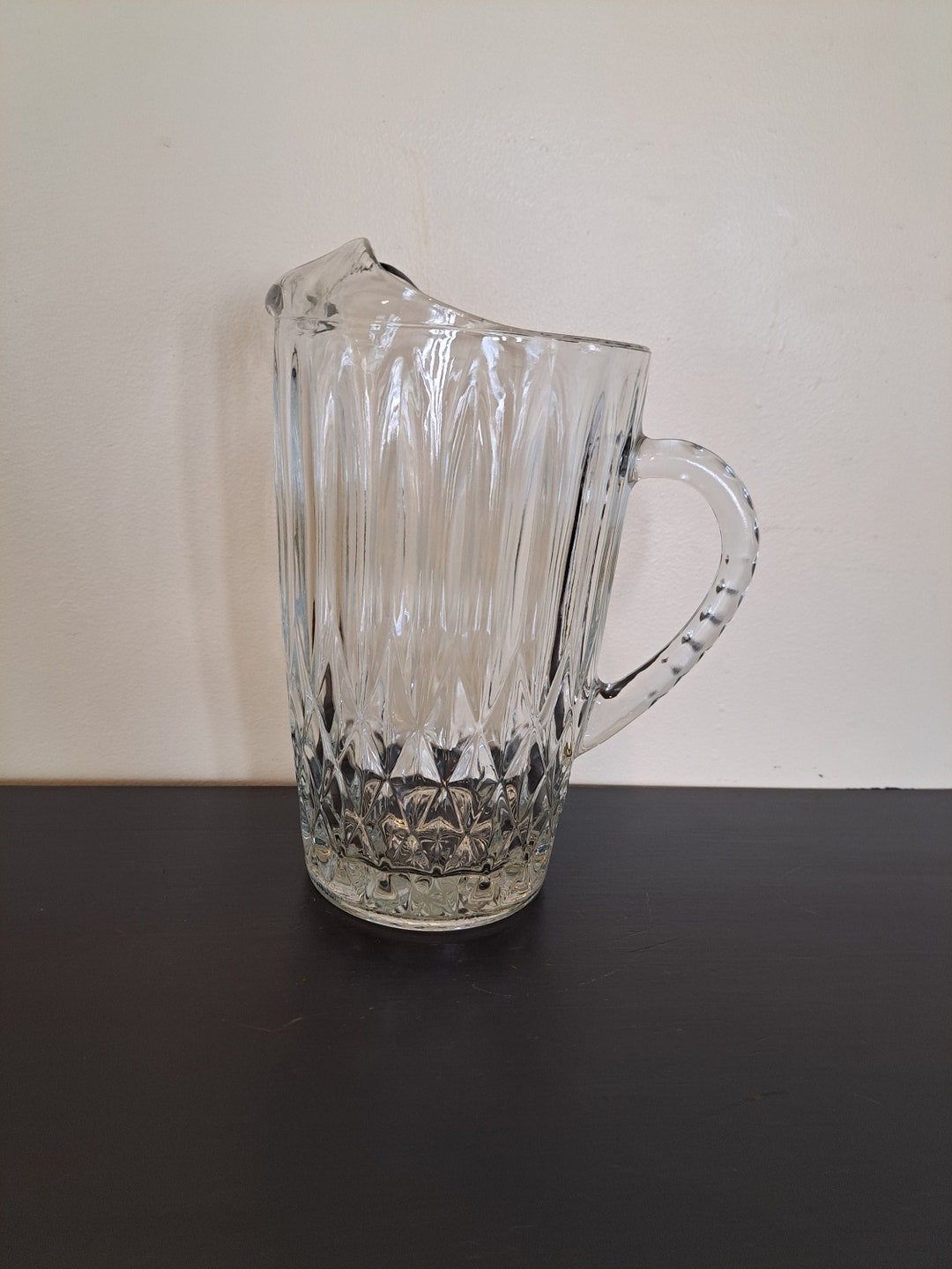 Pitcher, Vintage Anchor Hocking Clear Pressed Glass Pitcher, Vintage ...
