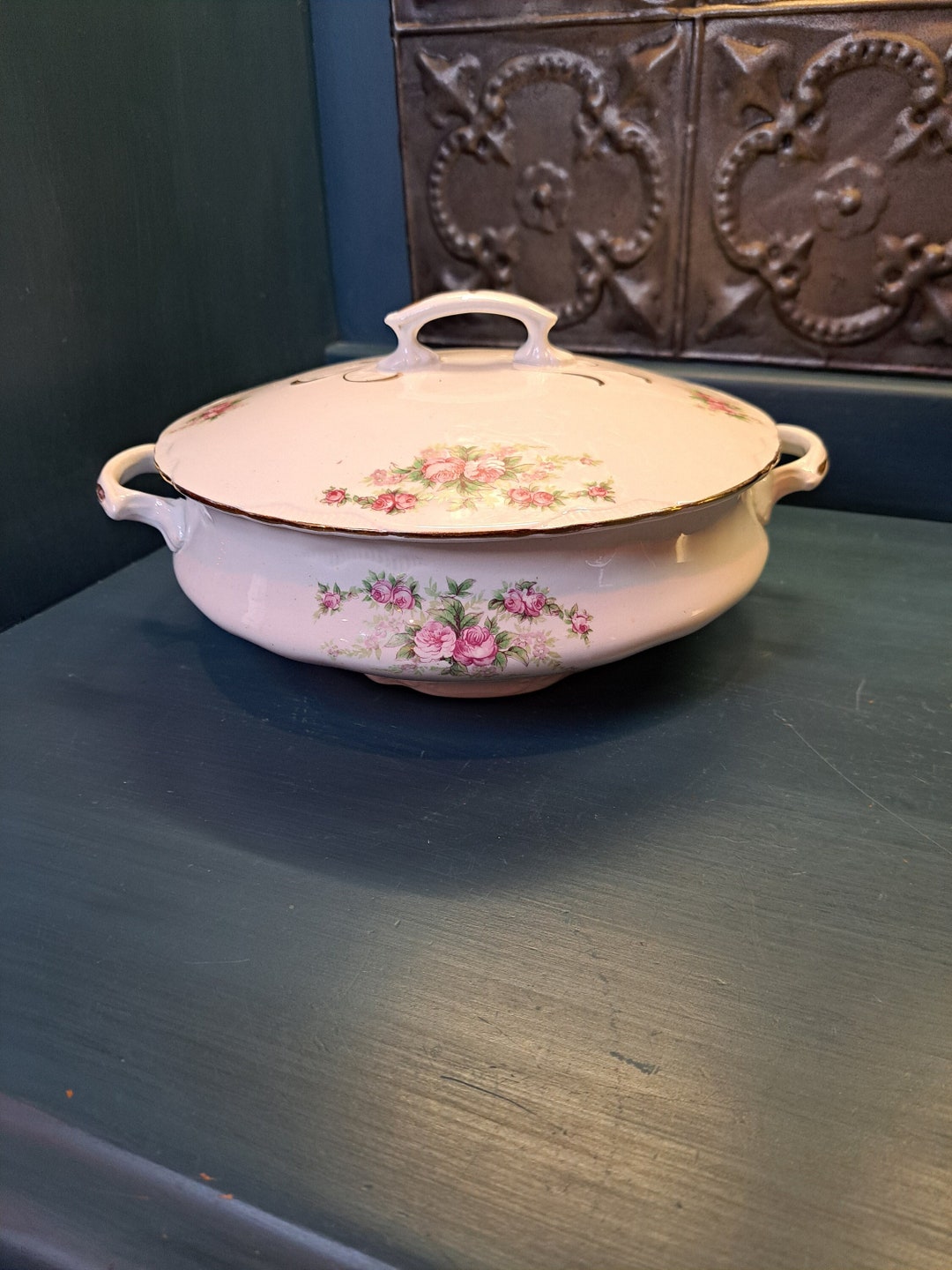 Rose Tureen, Fine China Pink Roses, Floral Tureen Covered Serving Soup ...