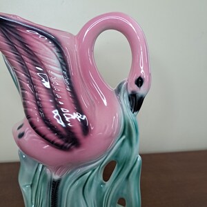 Flamingo Pitcher, Mid Century Modern Flamingo Vase, Porcelain Flamingo ...