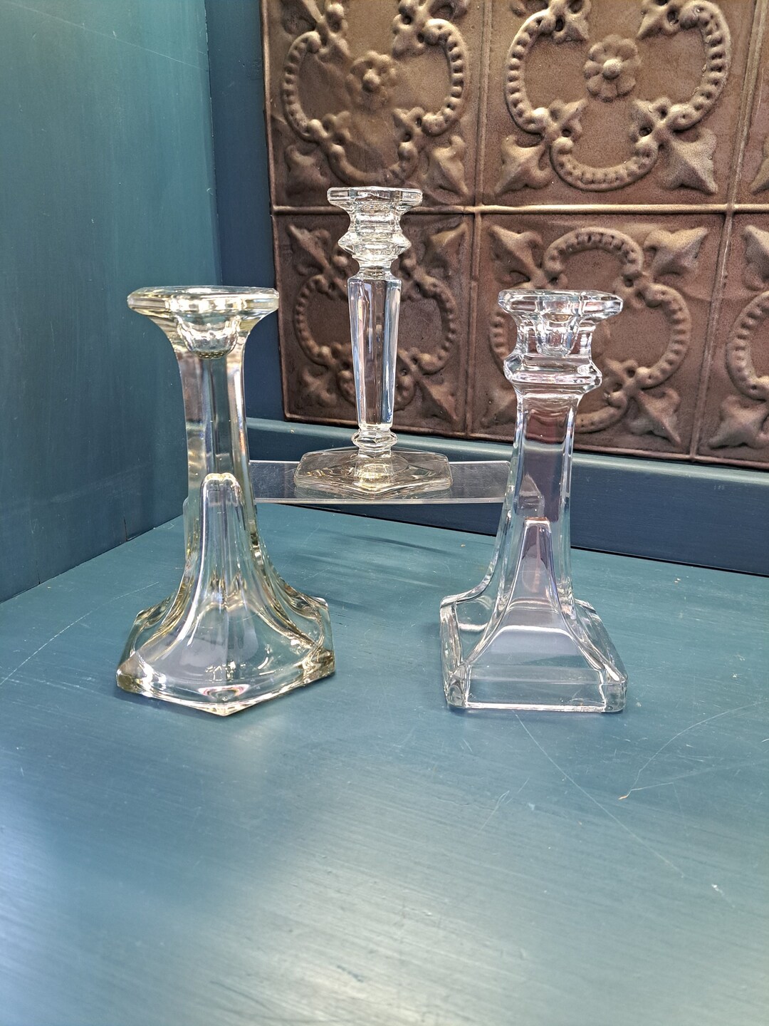 Cut Glass Candle Holders, Variety Set of 3 Cut Glass Tiered Taper ...