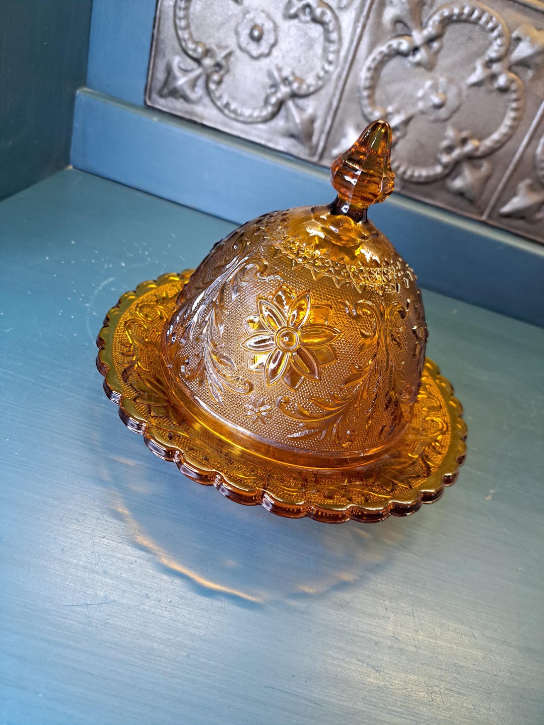 Butter Dish, READ, Amber Indiana Glass Tiara, Vintage Tiara Sandwich ...