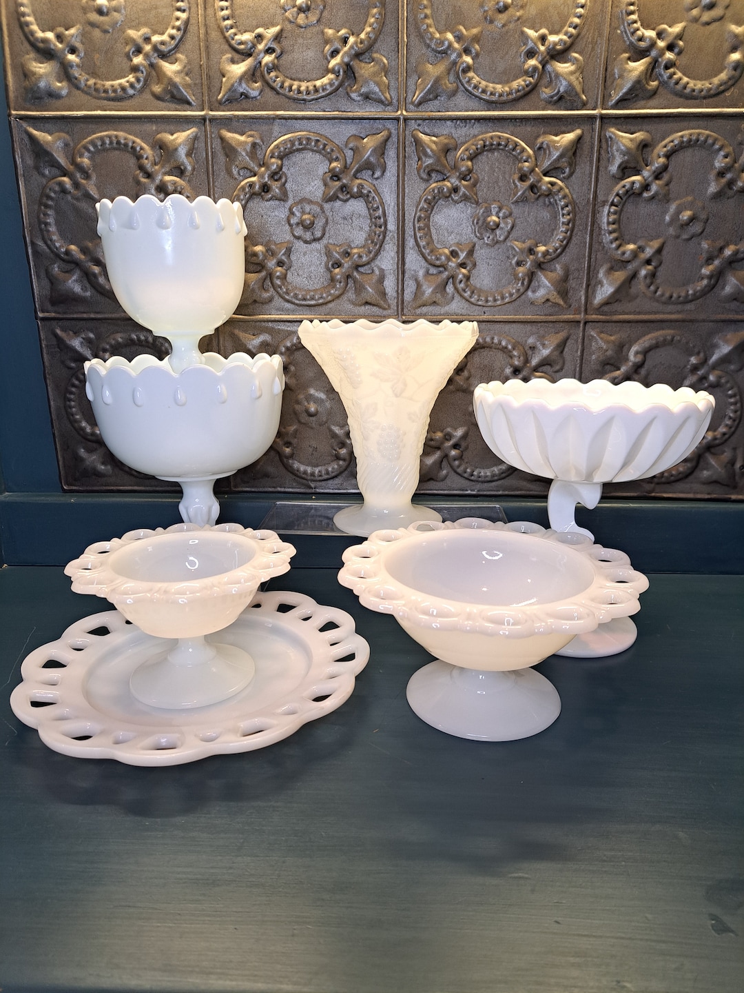 Planter, Plate, Bowl, Milk Glass Planter, Beautiful White Milk Glass ...