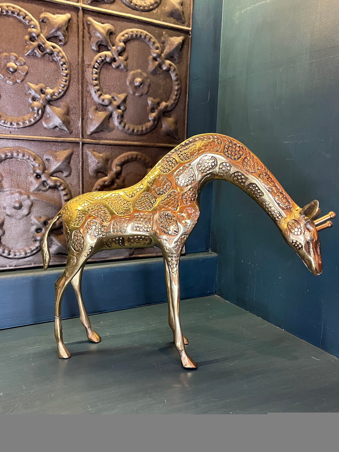 Giraffe Figurine. Brass Giraffe, Brass Animal Figurine, Giraffe Accent ...