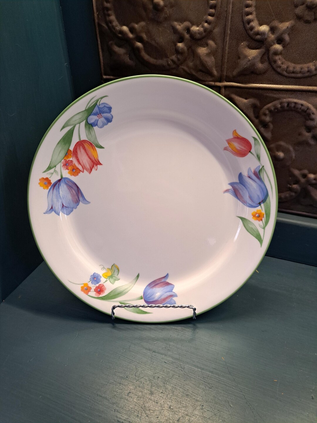 Corelle Fresh Cut Tulips Dinner Plate, 10.25” EUC Dinner Plates, Blue ...