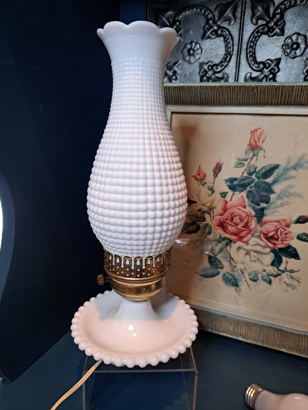 Lamp Hobnail Milk Glass Lamp Lovely Vintage 13-in Milk - Etsy