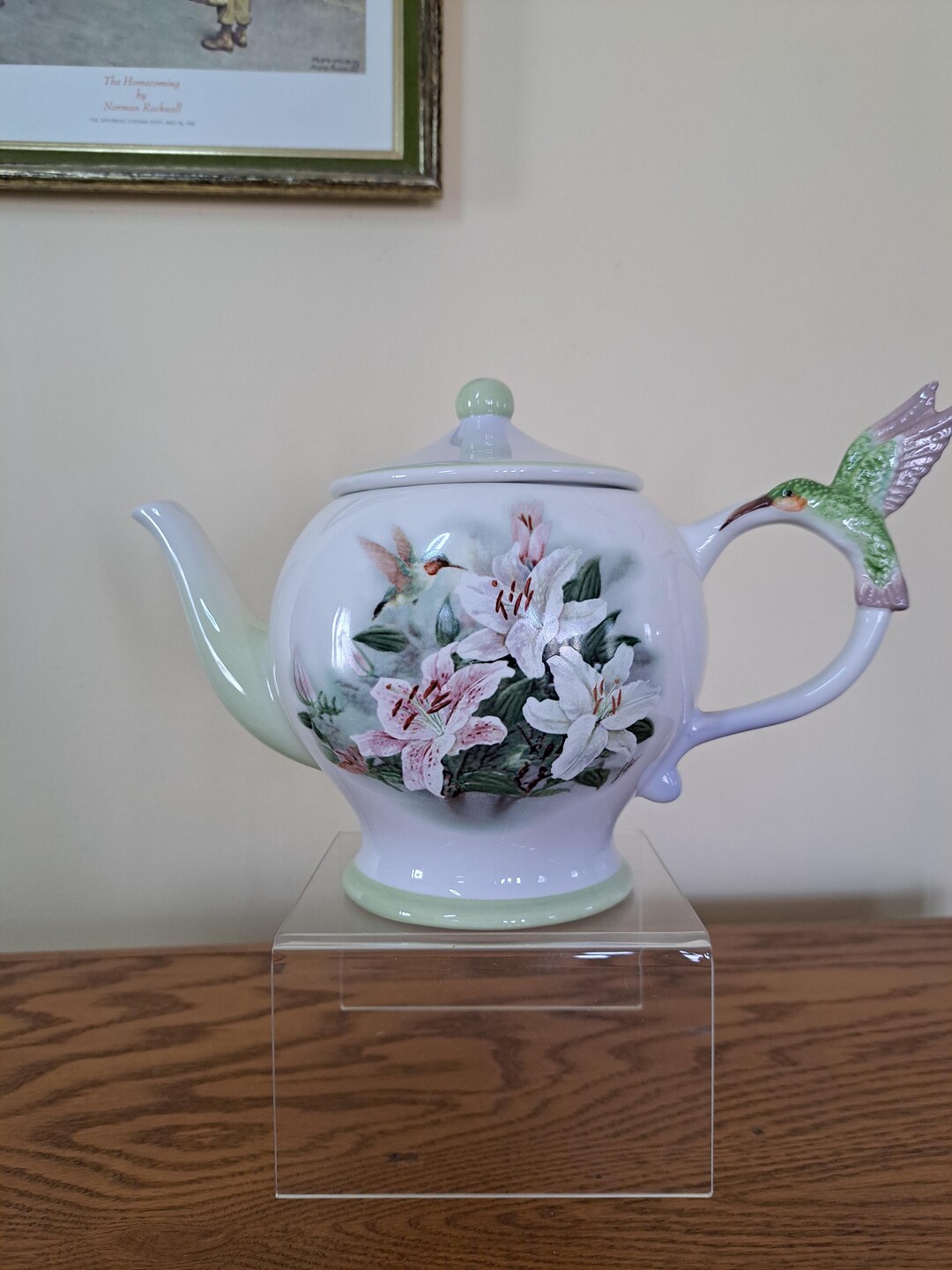 Teapot, Purple and Blue Ceramic Teapot, Tea Party Hummingbird, Tela ...