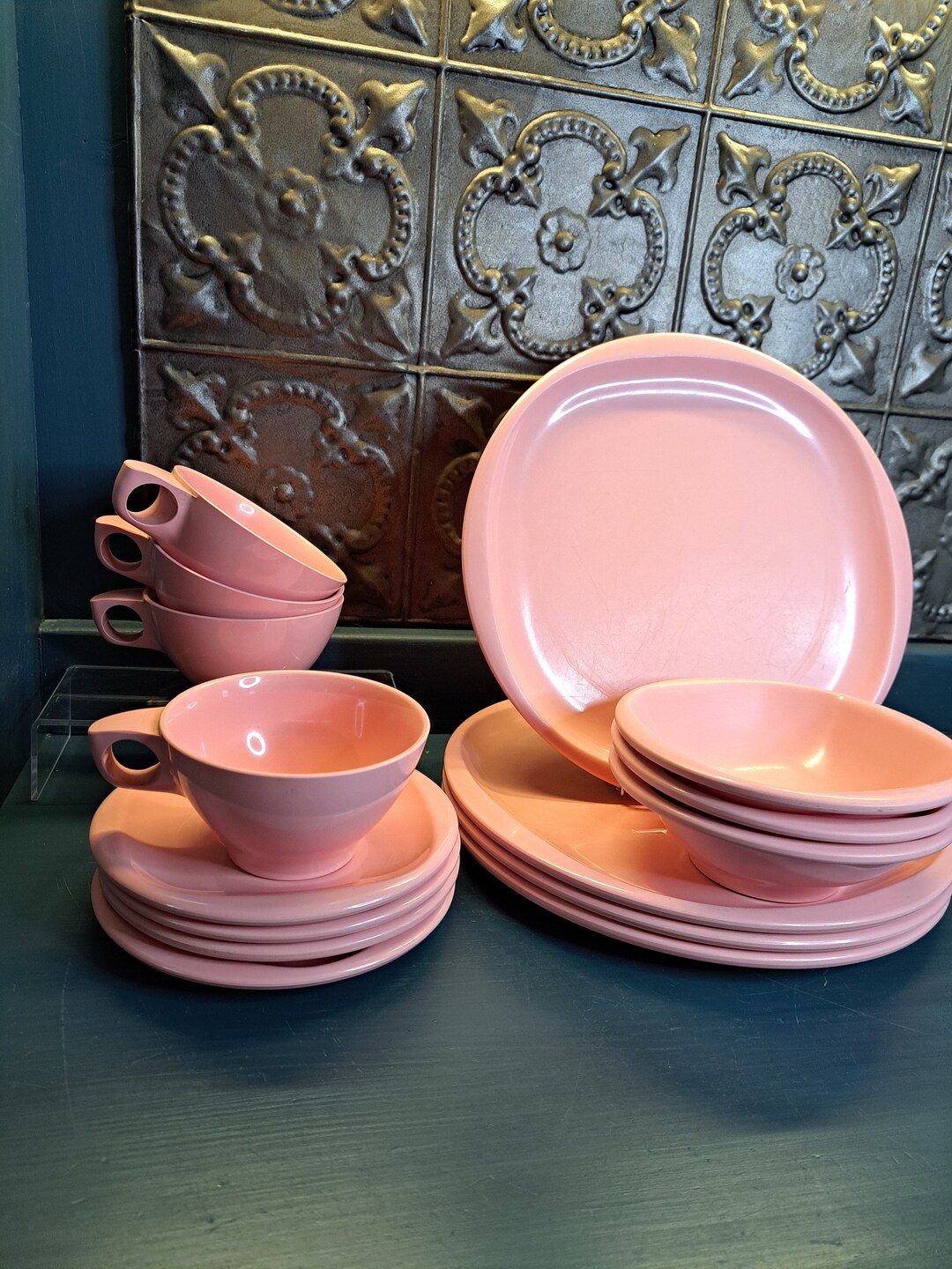Melmac Plates, Pink Boonton Ware, Pink Melamine Plate, Bowl, Teacup ...