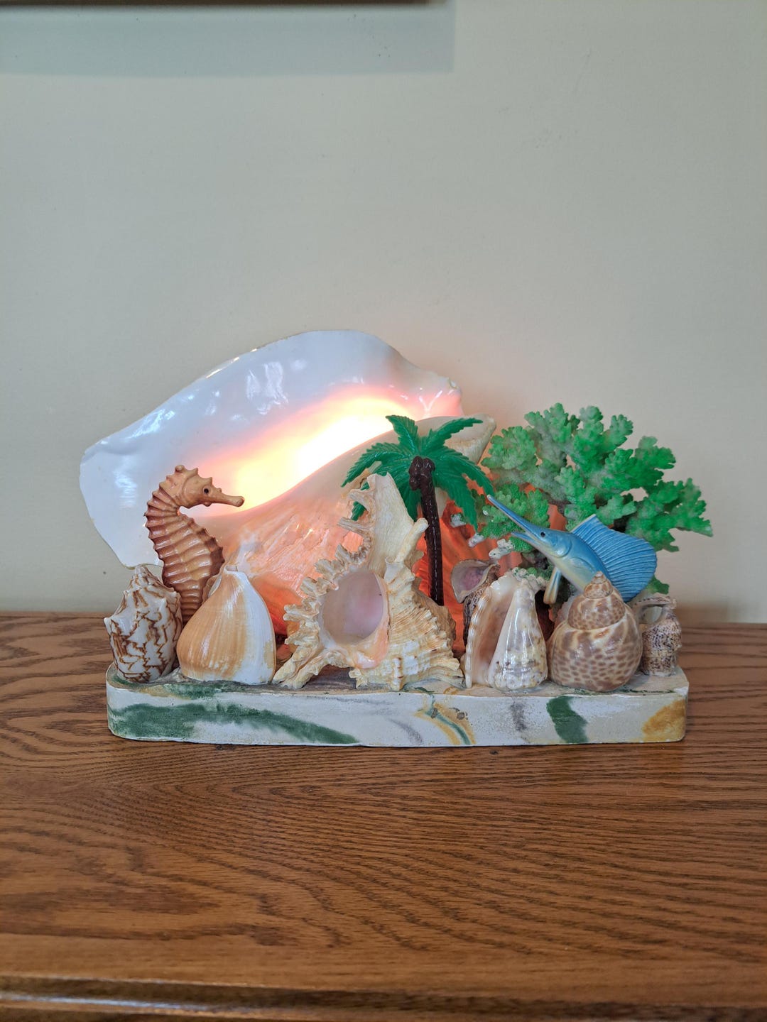 Shell Lamp, Mid Century Modern Conch Lamp, MCM TV Lamp, Pink Shell, Sea ...