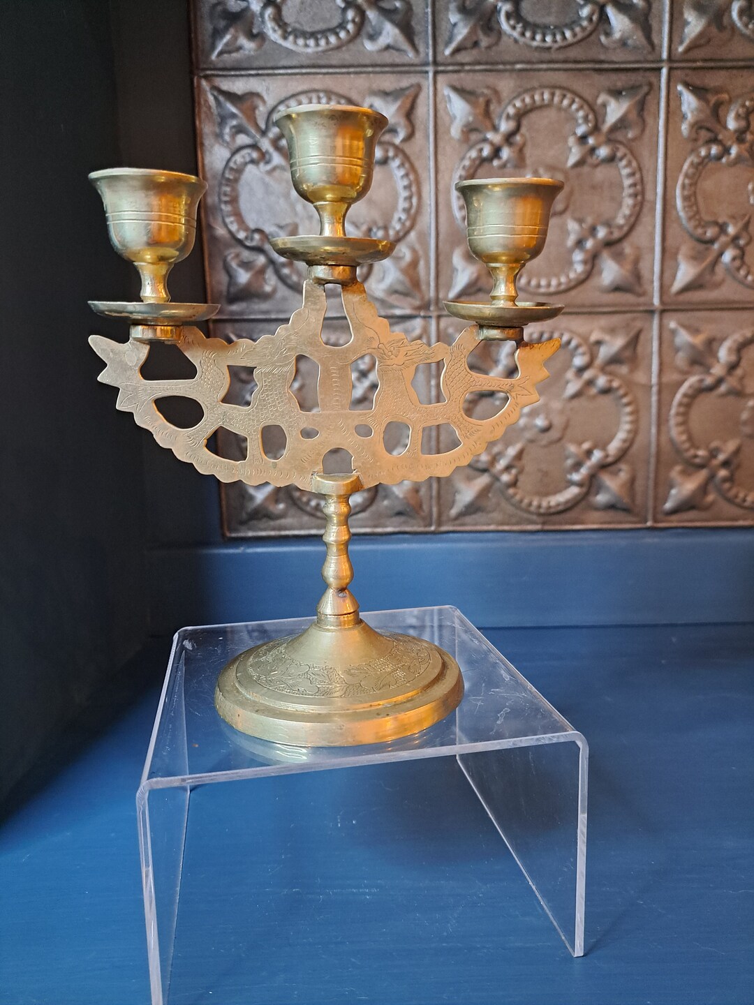 Brass Candelabra, Dragon Brass Candle Holders, 3 Candle Brass ...