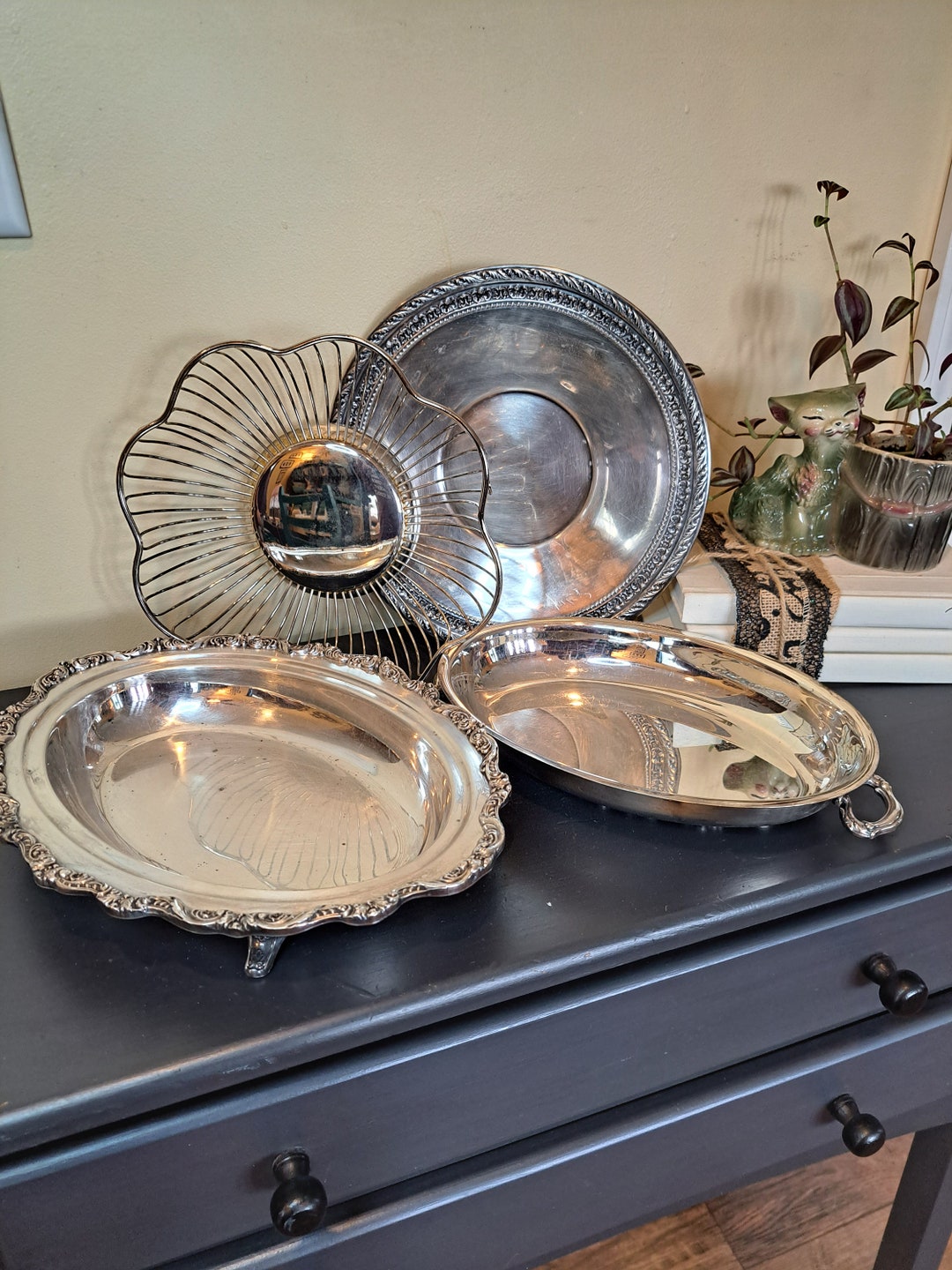 Silver Serving Tray, Silver Basket, CHOICE of One Silver Piece ...