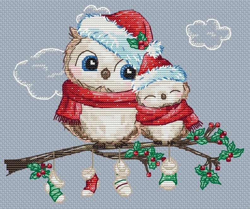 Christmas Owl and Baby - Cross Stitch Pattern - Christmas and Gift ...