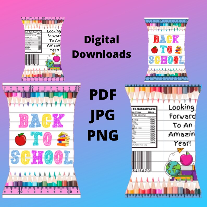 Back to School Chip Bags Printable - Etsy
