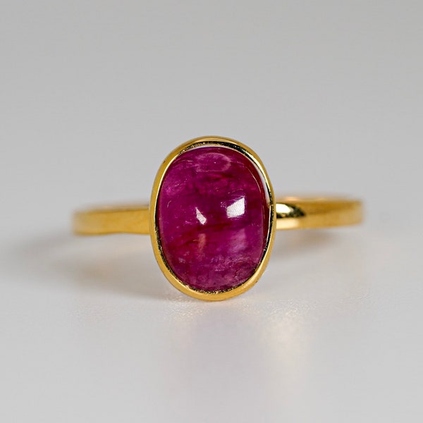 Ruby Solitaire Ring - Etsy
